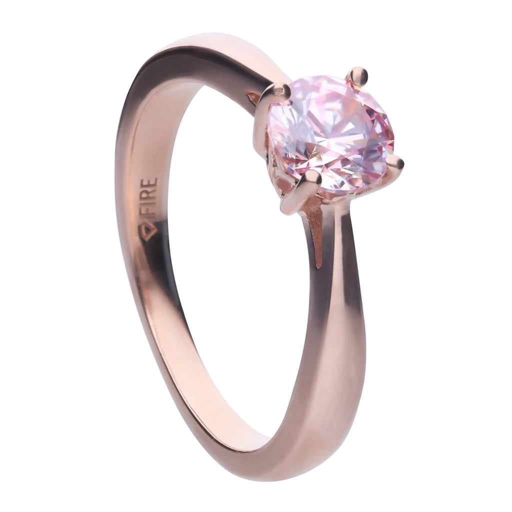 Verlobungsring roségold mit morganite Zirkonia und Krappen-Fassung